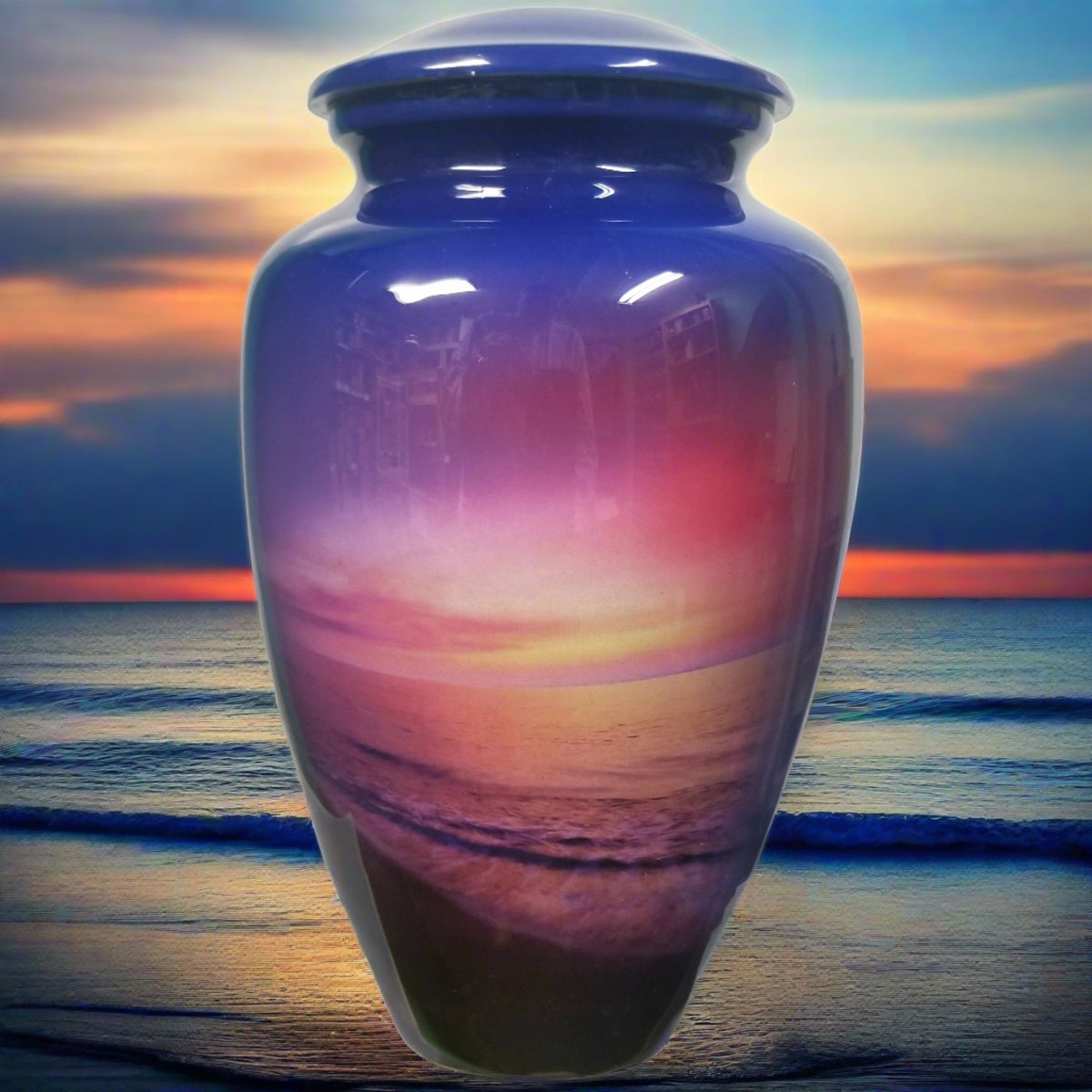 Beach Theme Cremation Urn | Ocean Sunset Ash Urn | Beautiful Colors ...