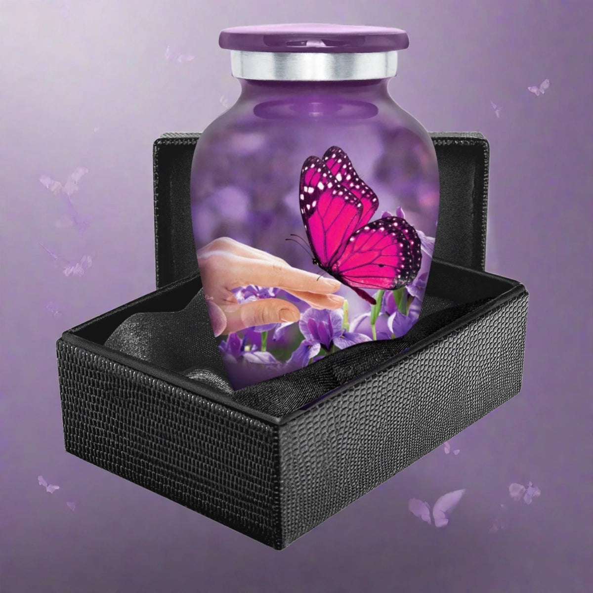 Human Cremation Urn | Magic Butterflies KEEPSAKE Ash Urn with Purple b ...