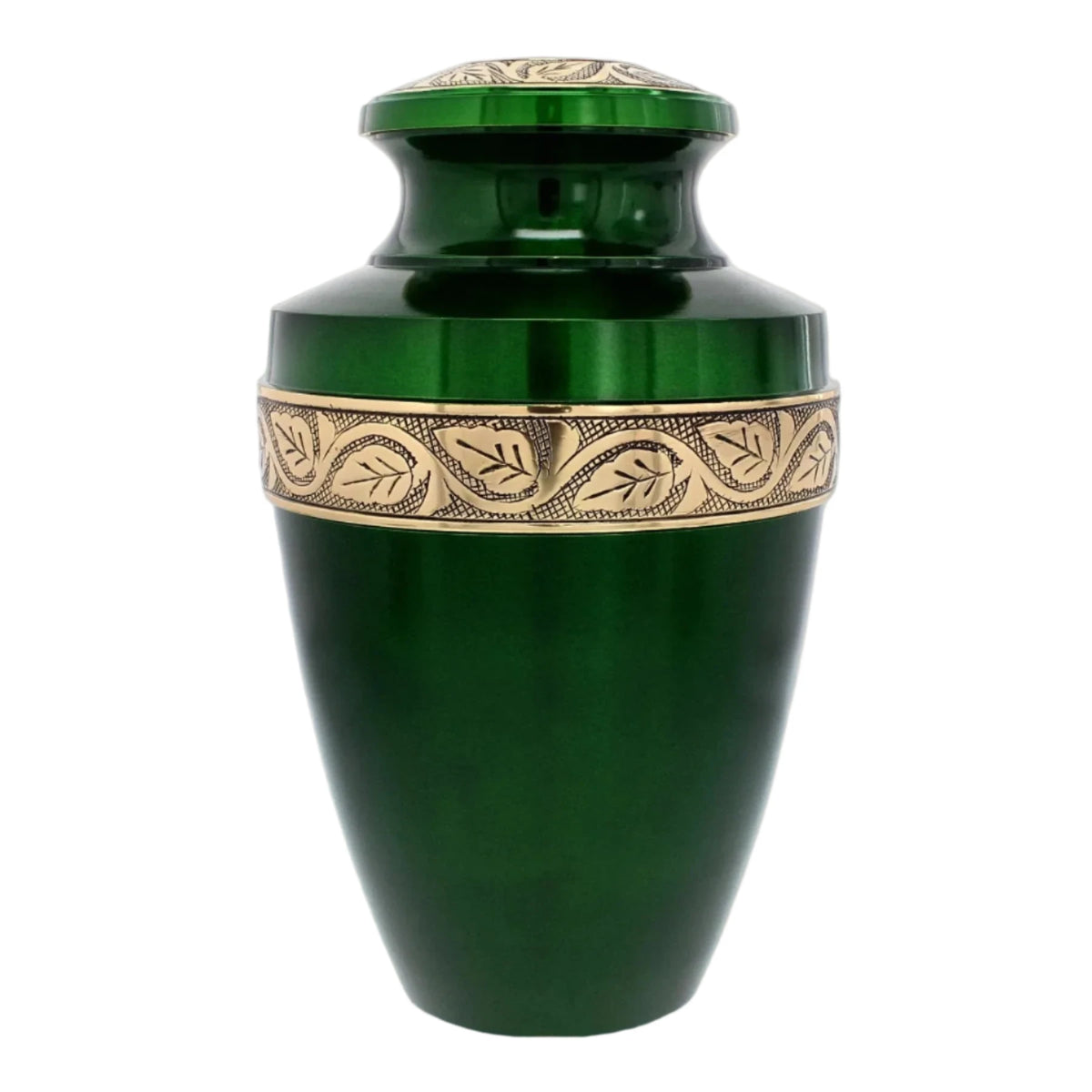 Human Adult Cremation Urn | Emerald Green Urn with Ornate Silver Trim ...